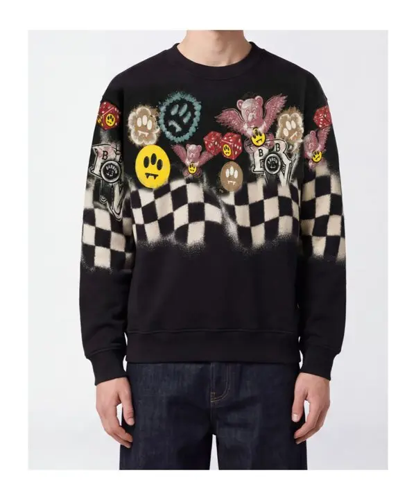 BARROW Graphic-print Checkered Sweatshirt