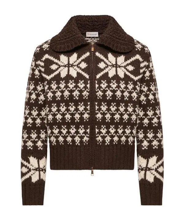 Moncler Jacquard Sequin Zip-up Cardigan