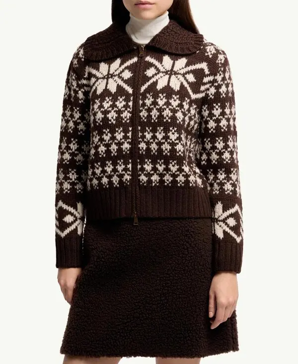 Moncler Jacquard Sequin Zip-up Cardigan