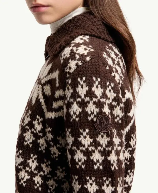 Moncler Jacquard Sequin Zip-up Cardigan