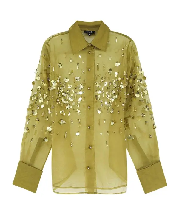 Retrofete Embellished Sheer Shirt - No