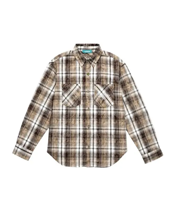 BARROW Vintage Wash Plaid Long Sleeve Shirt