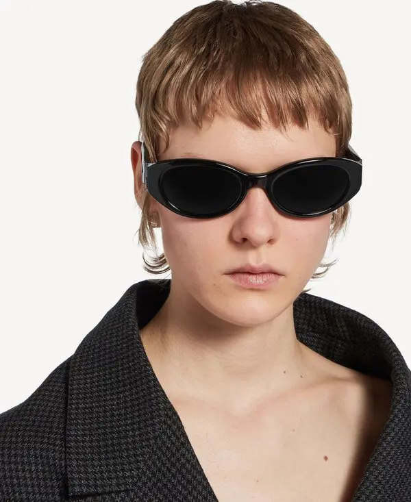 Balenciaga Oval Frame Logo Sunglasses