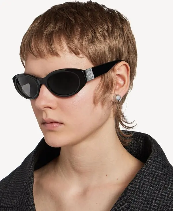 Balenciaga Oval Frame Logo Sunglasses