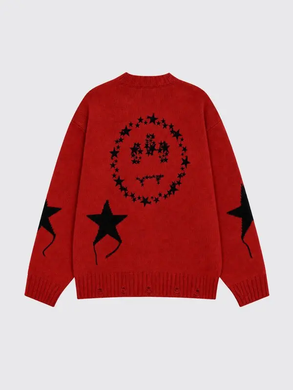 BARROW Star Intarsia Crewneck Knit Sweater