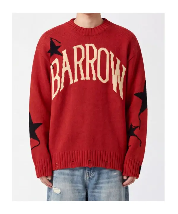 BARROW Star Intarsia Crewneck Knit Sweater