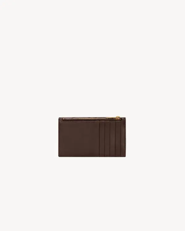 Saint Laurent Cassandre Fragments Flap Card Case In Lambskin