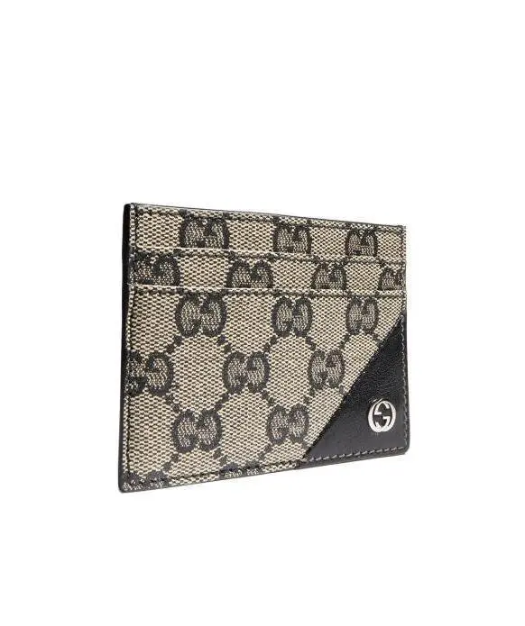 Gucci Card Case Wallet With Interlocking G - Beige/black