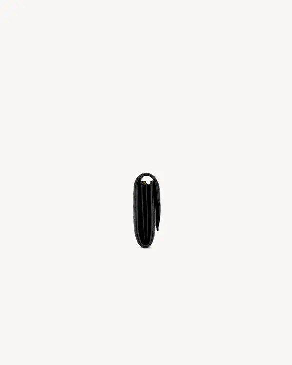Saint Laurent Cassandre Matelassé Large Flap Wallet In Grain De Poudre Leather