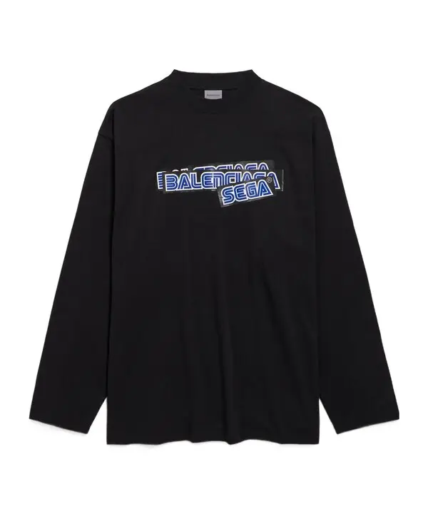 Balenciaga Sega Long Sleeves Oversized T-shirt - Black