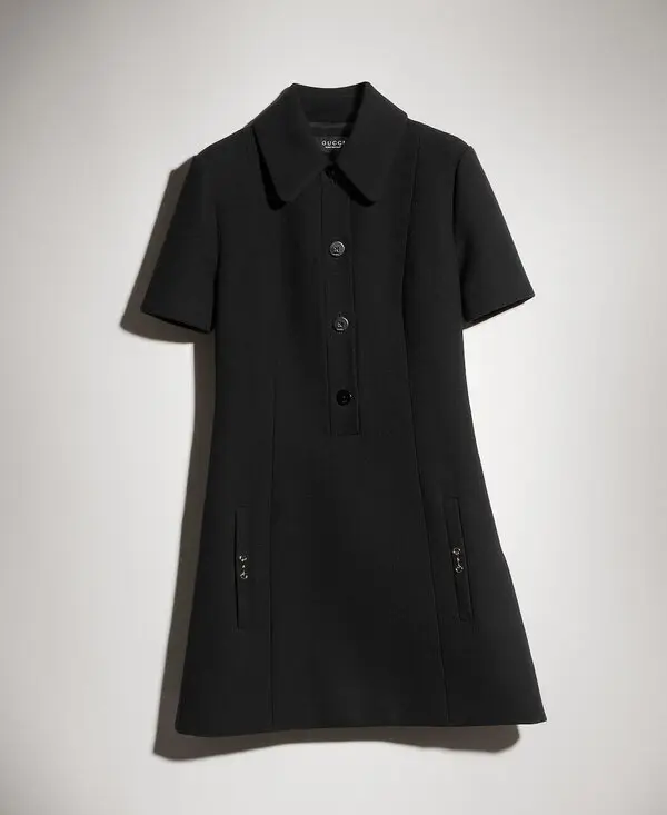 Gucci Crêpe Wool Polo Dress With Horsebit