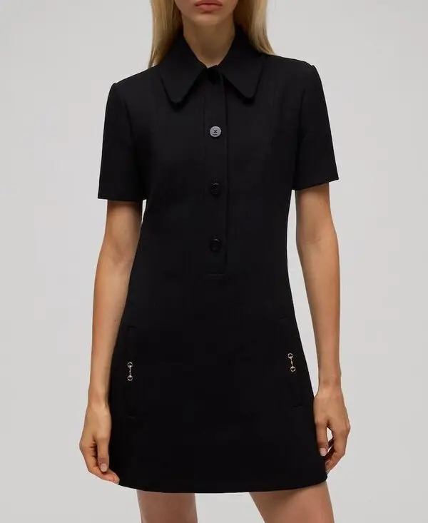 Gucci Crêpe Wool Polo Dress With Horsebit