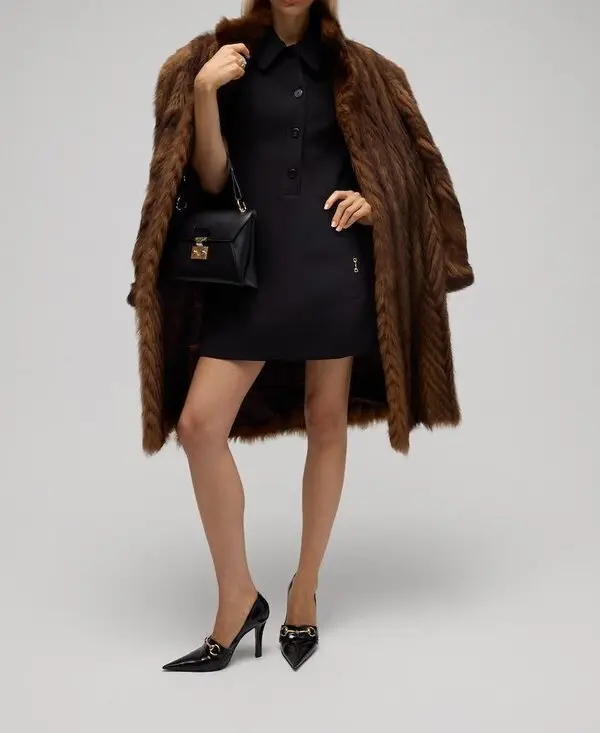 Gucci Crêpe Wool Polo Dress With Horsebit