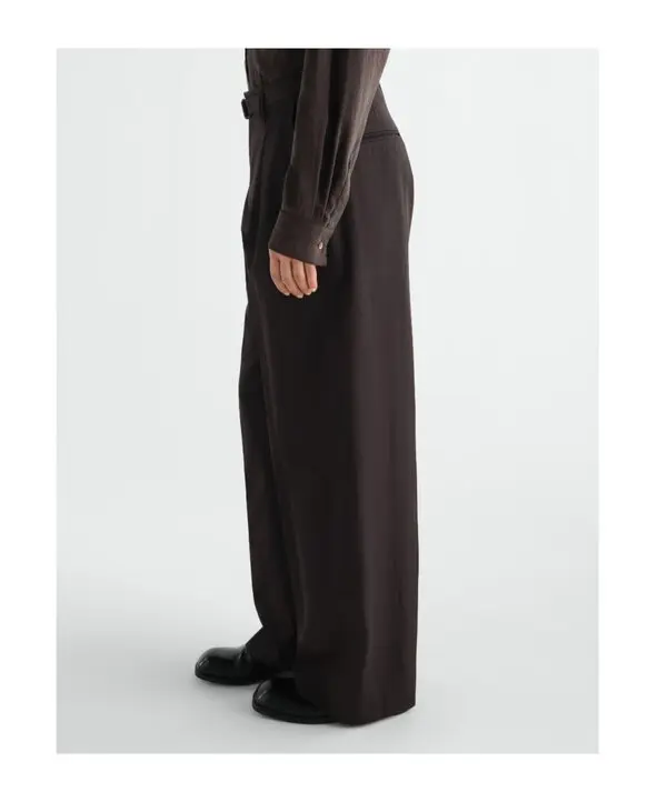 LEMAIRE Wide Pleated Pants In Wool Gabardine