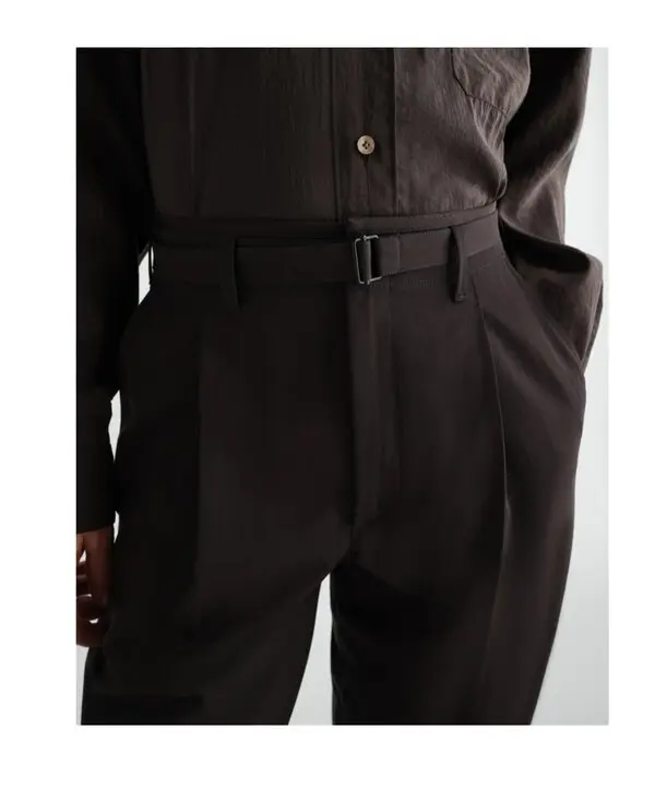 LEMAIRE Wide Pleated Pants In Wool Gabardine