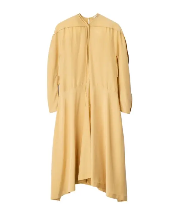 LEMAIRE Midi Dress In Silk Viscose Toile - Custard