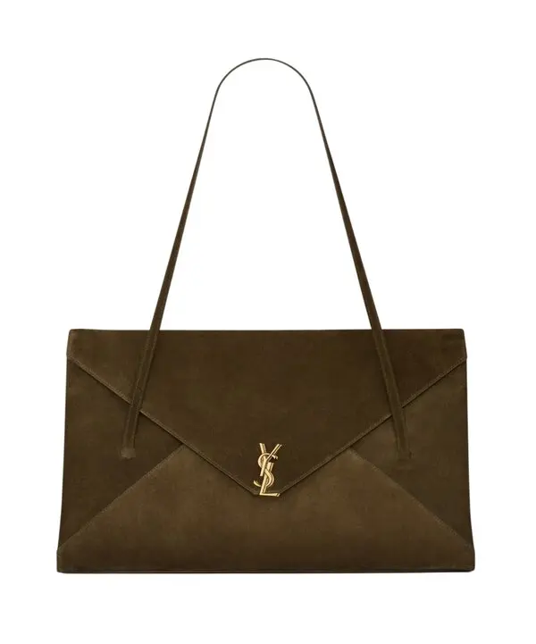 Saint Laurent Simone Large In Suede - Olive Gradient