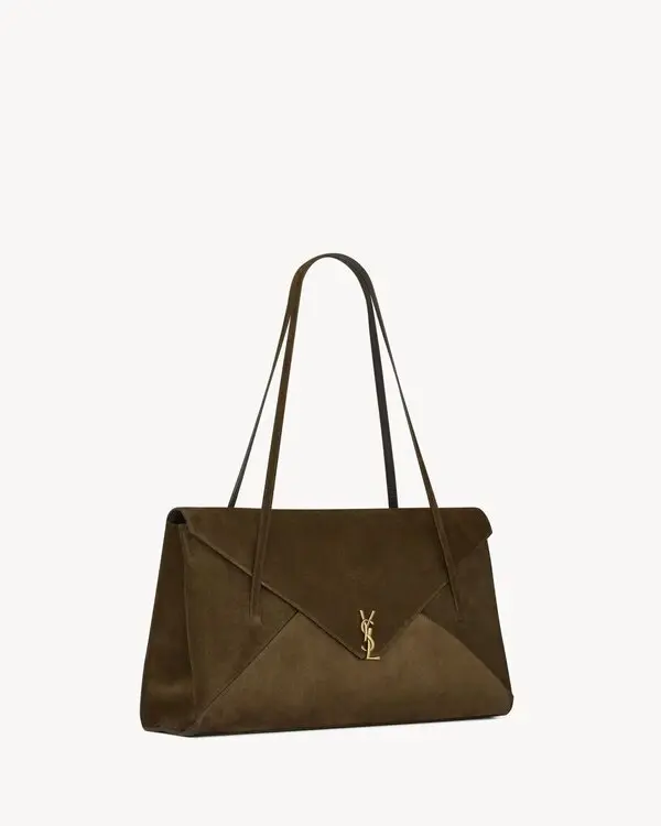 Saint Laurent Simone Large In Suede - Olive Gradient