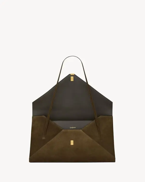 Saint Laurent Simone Large In Suede - Olive Gradient