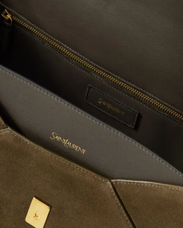 Saint Laurent Simone Large In Suede - Olive Gradient