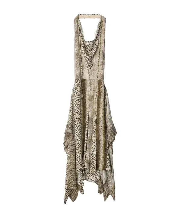 LEMAIRE Printed Paneled Dress In Feather Printed Viscose - Multicolour