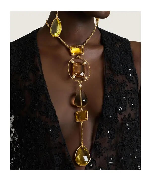 Givenchy Rainbow Drop Necklace In Metal And Crystals