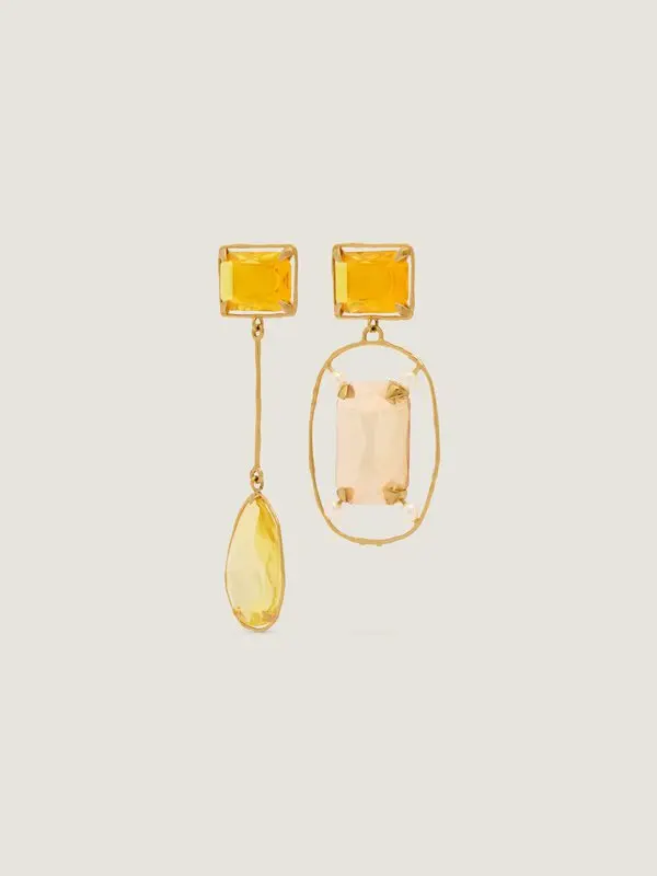 Givenchy Rainbow Drop Asymmetric Earrings In Metal And Crystals