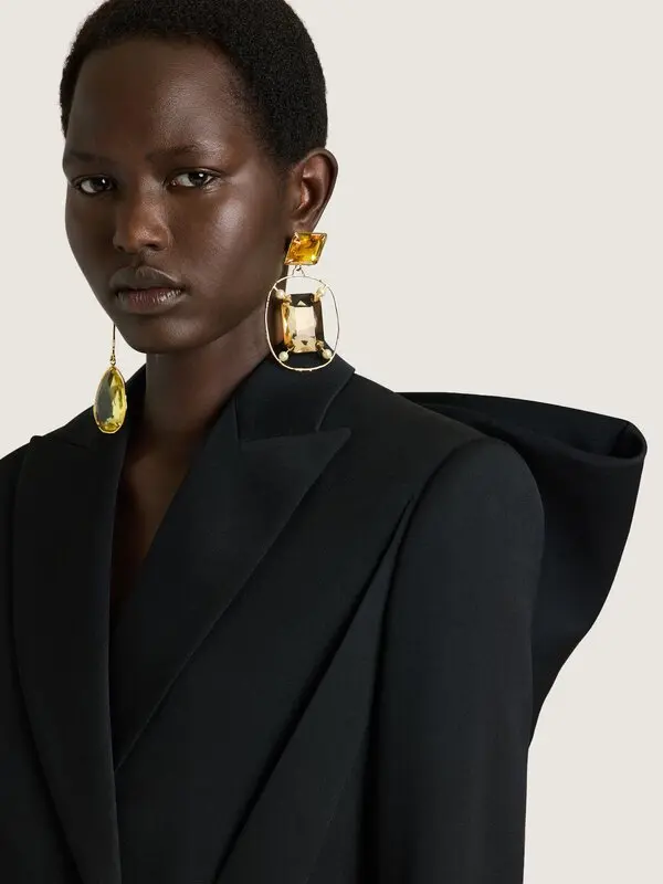 Givenchy Rainbow Drop Asymmetric Earrings In Metal And Crystals