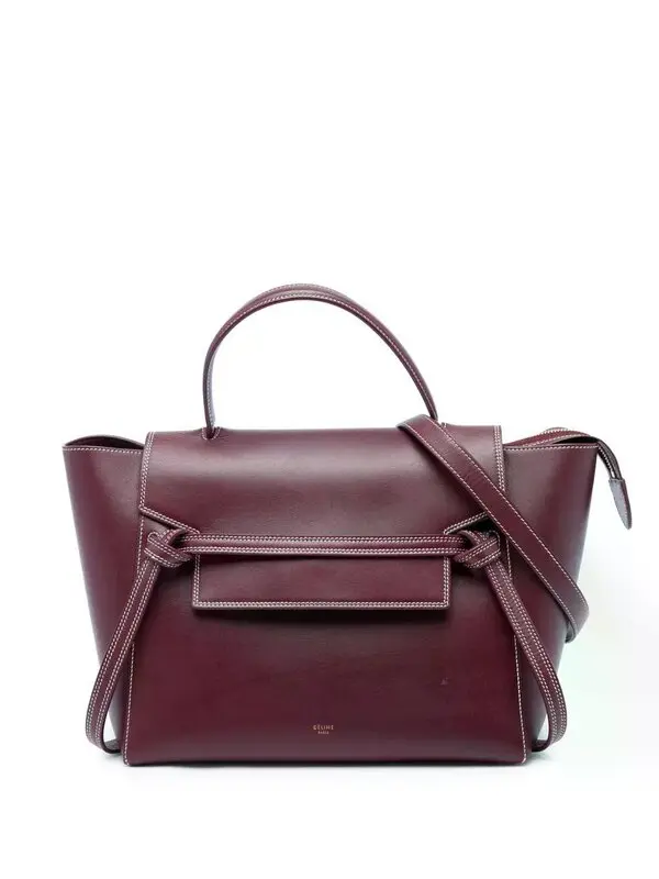 Celine 2016 Mini Smooth Calfskin Double Stitched Belt Bag Satchel - Red