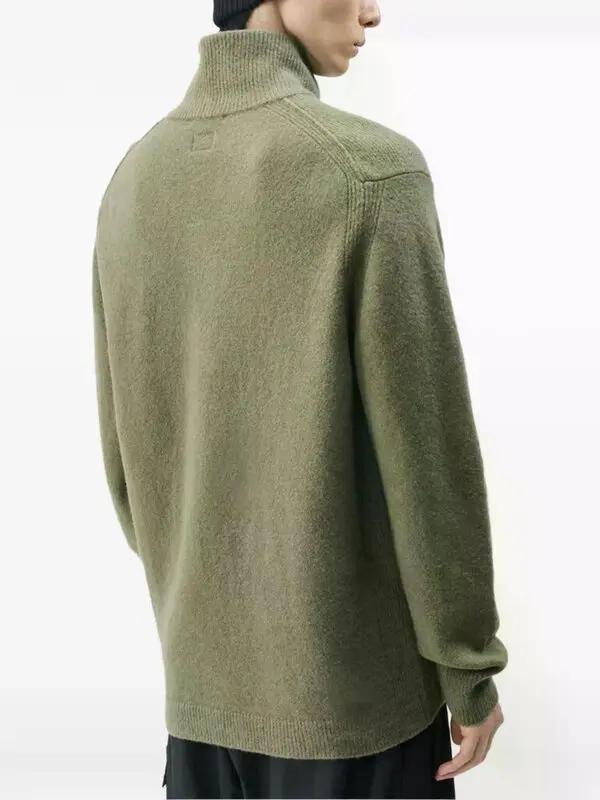 C.P. COMPANY Metropolis Series Bouclè Extrafine Merino Half Zip Logo Sweater