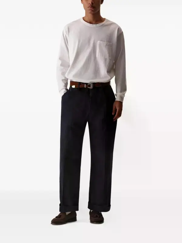 FORTELA Herringbone-pattern Cotton Trousers