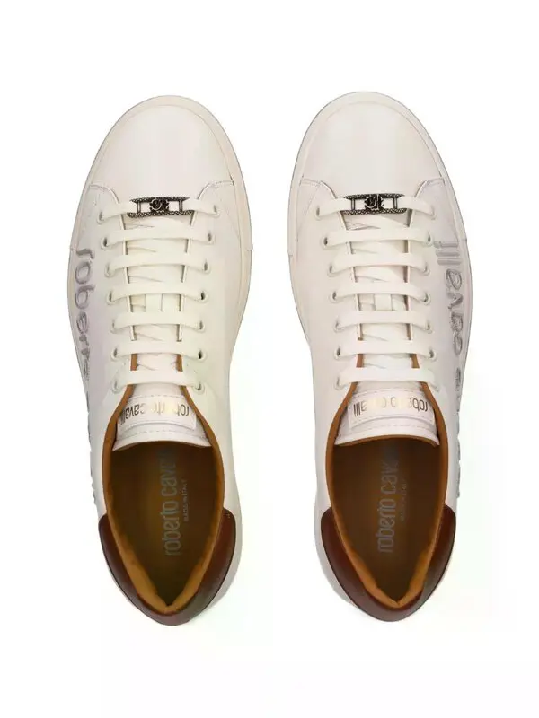 Roberto Cavalli Logo-embroidered Leather Sneakers