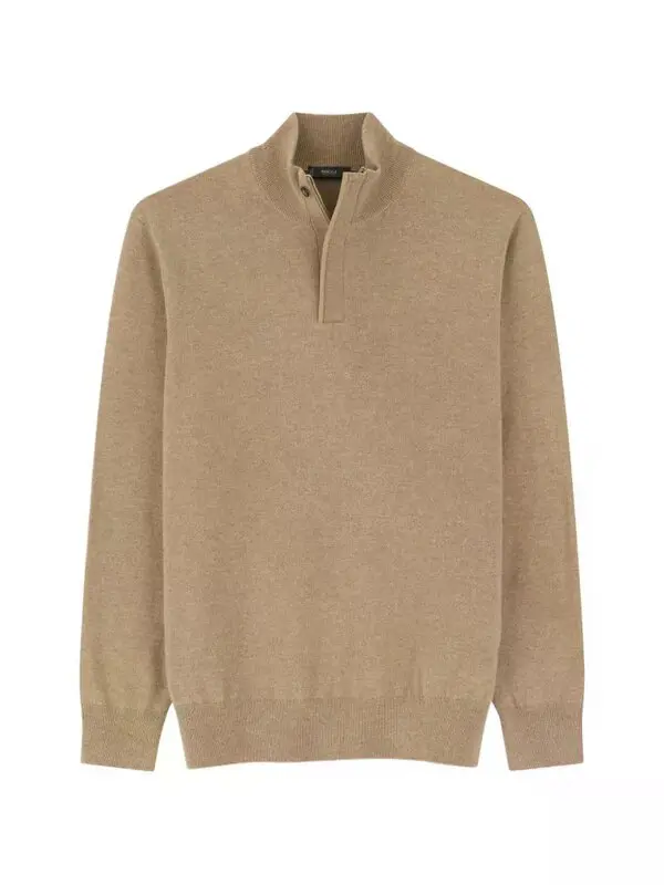 Boggi Milano Roll-neck Jumper Quarter-zip Wool Cashmere Mélange