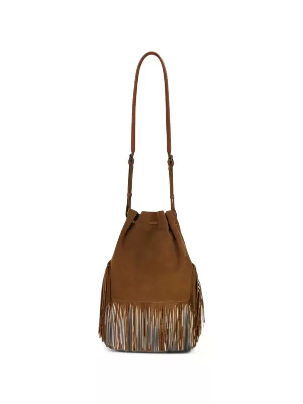 FORTELA Kimi Fringed Suede Bucket Bag