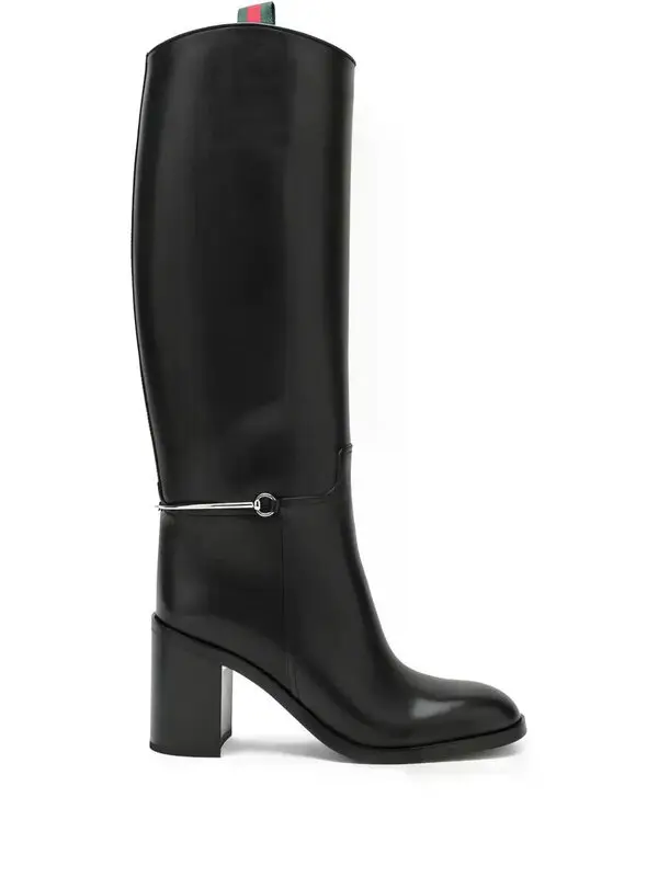 Gucci 85mm Horsebit-detail Leather Boots - Black