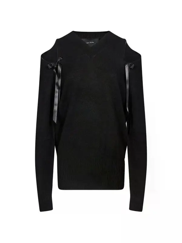 Simone Rocha Bow-detail Cold-shoulder Sweater - Black