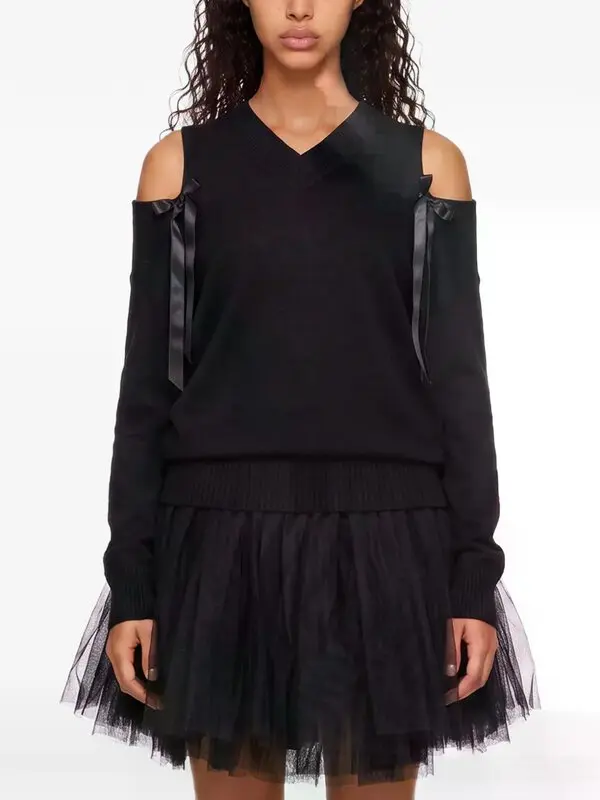Simone Rocha Bow-detail Cold-shoulder Sweater