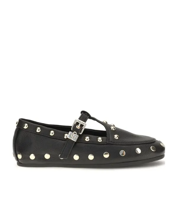 GANNI Mary Jenny Studded Ballet Flats - Black