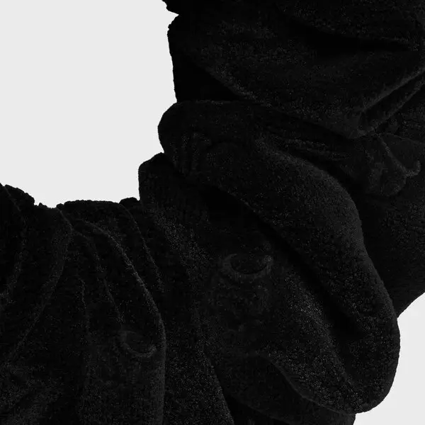 Celine Stamped Scrunchy In Polyester And Brass With Rhodium Finish