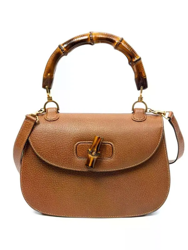 Gucci Vintage Bamboo Grained Handbag - Brown