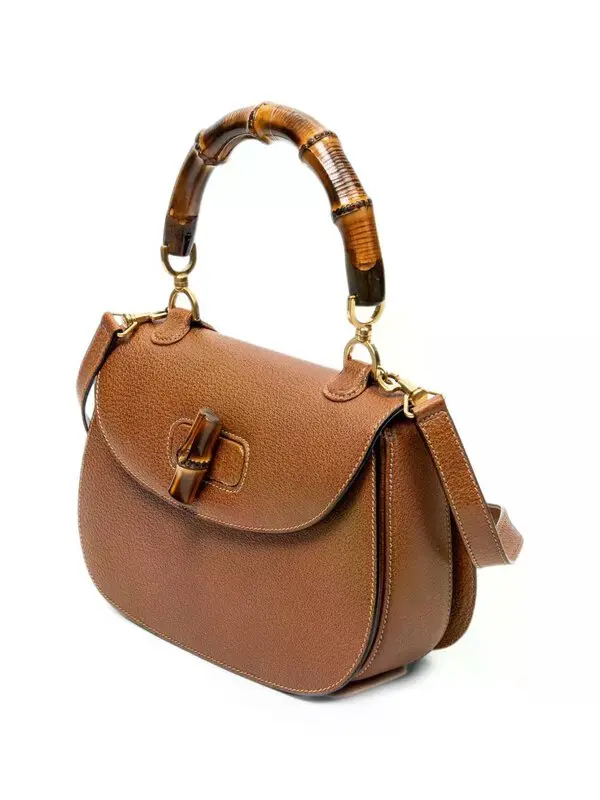 Gucci Vintage Bamboo Grained Handbag - Brown