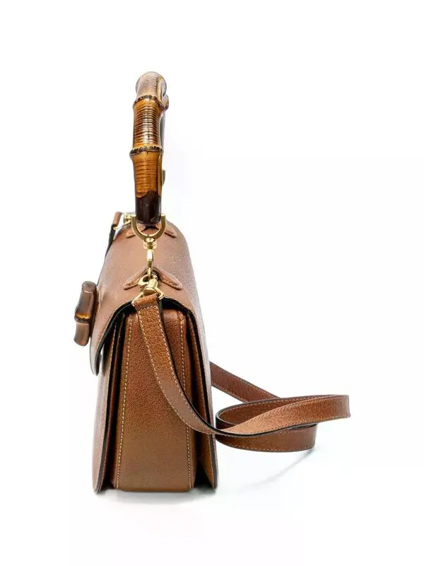 Gucci Vintage Bamboo Grained Handbag - Brown