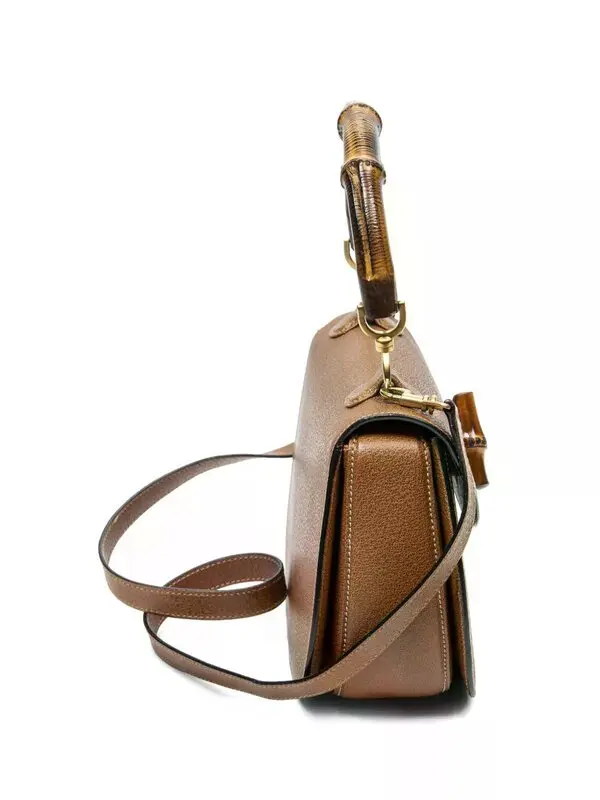 Gucci Vintage Bamboo Grained Handbag - Brown