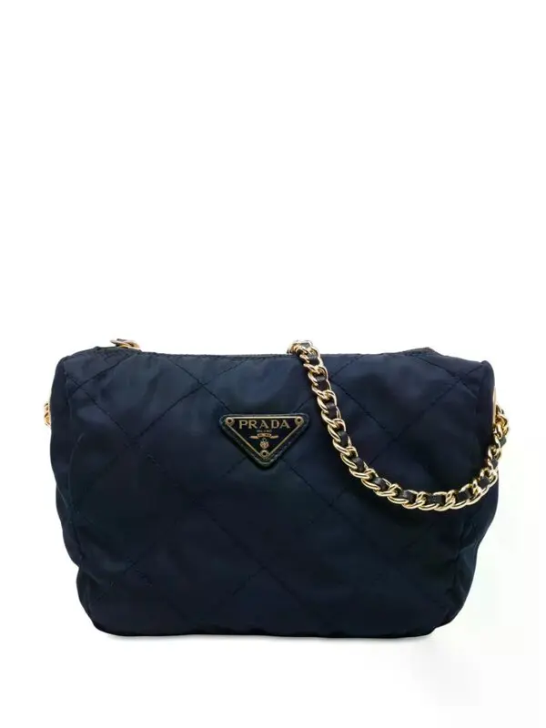 Prada 2000-2013 Impuntu Tessuto Chain Crossbody Bag - Blue