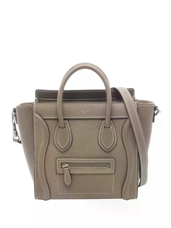 Celine 2010-2026 Nano Leather Luggage Tote Satchel - Brown