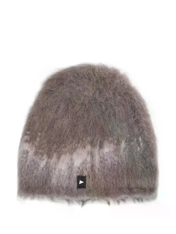 AND WANDER Brushed-finish Logo-patch Beanie Hat - Brown