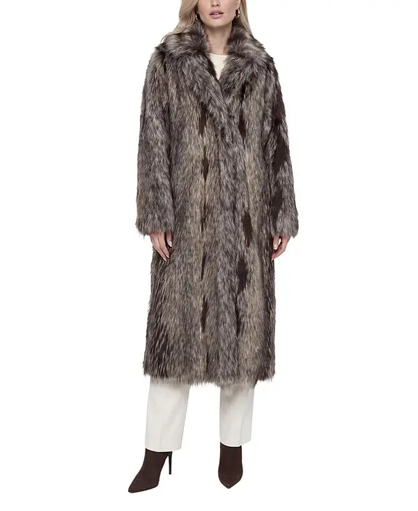 LYLA GRANT Faux Fur Fox Long Coat
