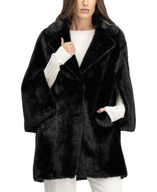 LYLA GRANT Faux Fur Mink Jacket - Black