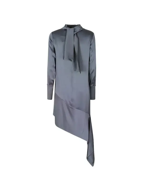 SEMICOUTURE Gwenda Asymmetric Tie-neck Midi Dress