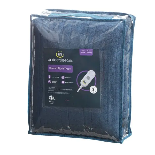 BEAUTYREST Serta Fleece To Sherpa Heated Throw, 50 X 60 - Blue